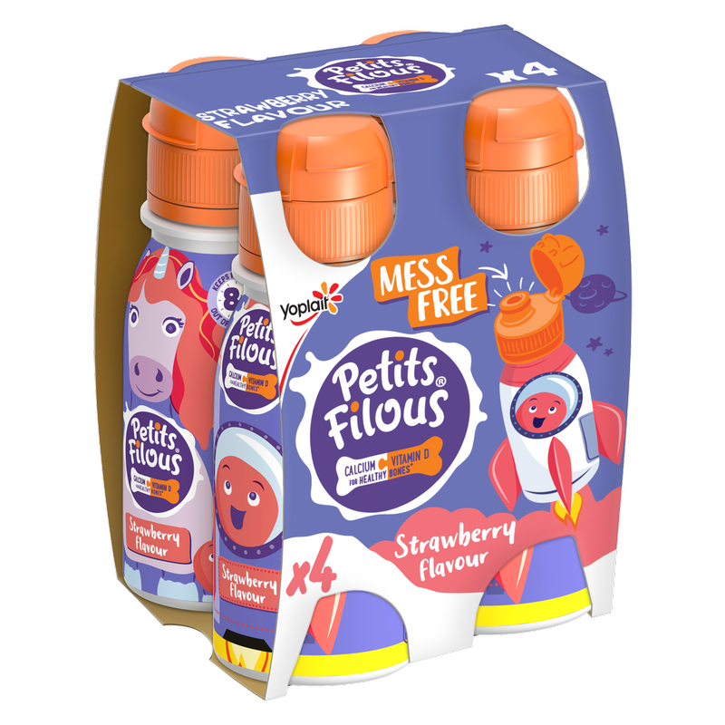 Petits Filous Kids Strawberry Yoghurt Drink, 4 x 100g : Eggs & Diary ...