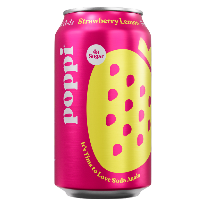 Poppi Prebiotic Soda Strawberry Lemon 4pk 12oz Can- XL - Delivered In ...