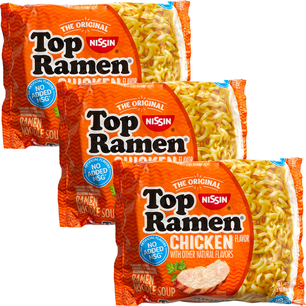 3ct Nissin Top Ramen Chicken Flavor Ramen Noodle soup 3oz - Delivered ...