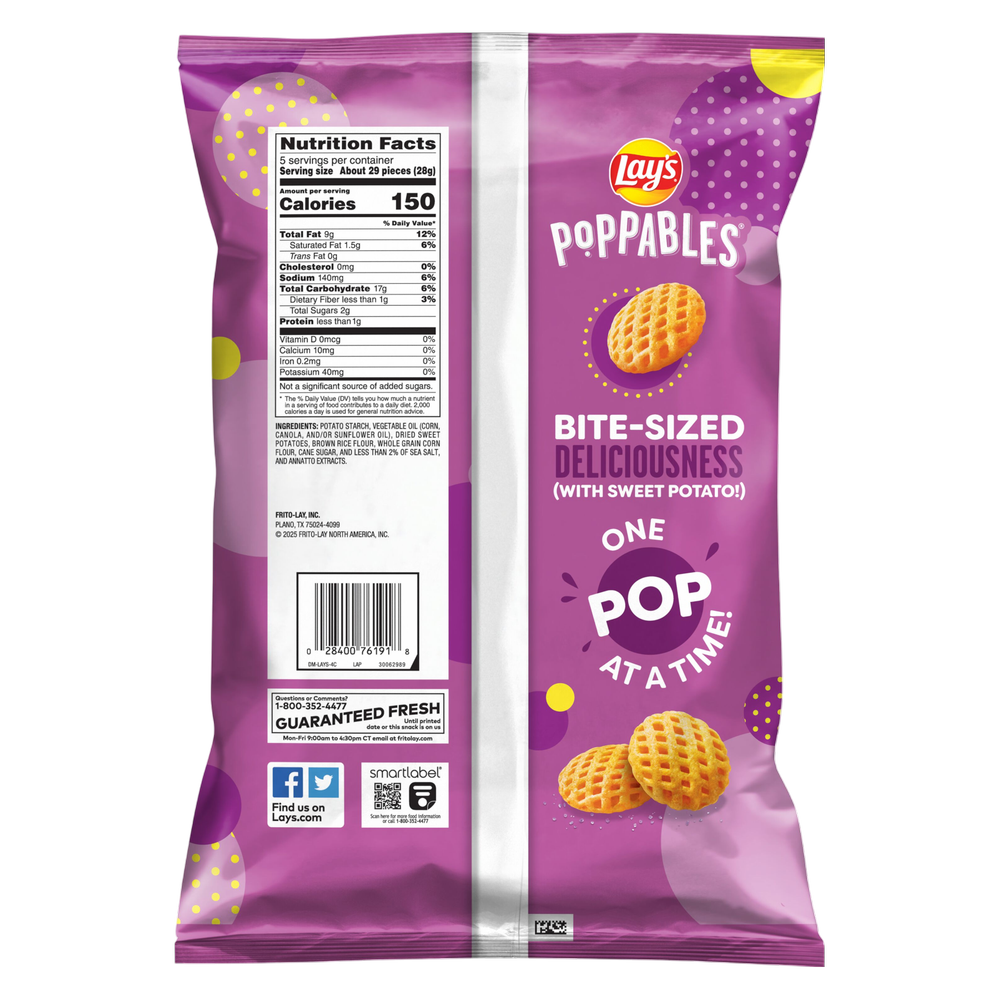 Lay's Poppables Potato Snacks Sweet Potato Sea Salt 5oz - Delivered In ...