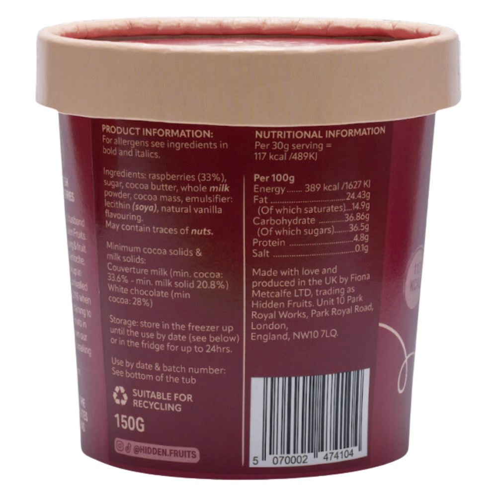 Hidden Fruits White & Milk Belgian Chocolate Coated Raspberries, 150g ...