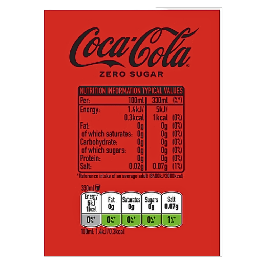 Coca-Cola Zero Sugar, 8 x 330ml : Drinks fast delivery by App or Online