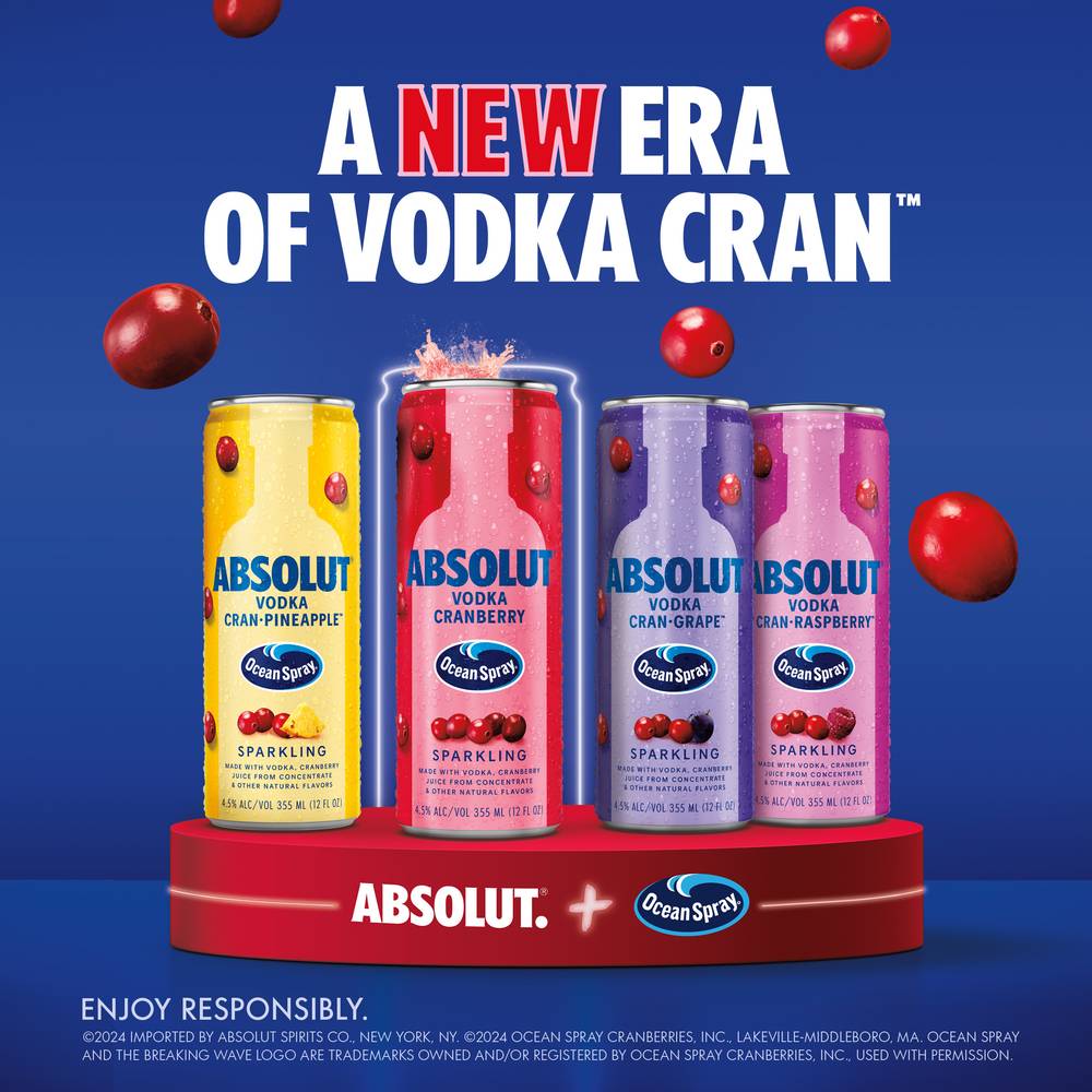 Absolut Ocean Spray Variety 8pk 12oz Cans 4.5% ABV - Delivered In As ...