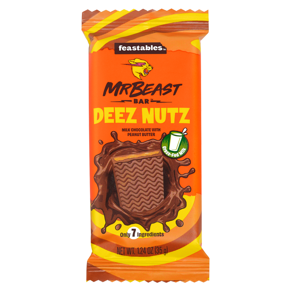 Feastables MrBeast Deez Nutz Peanut Butter Milk Chocolate Bar 1.23oz ...