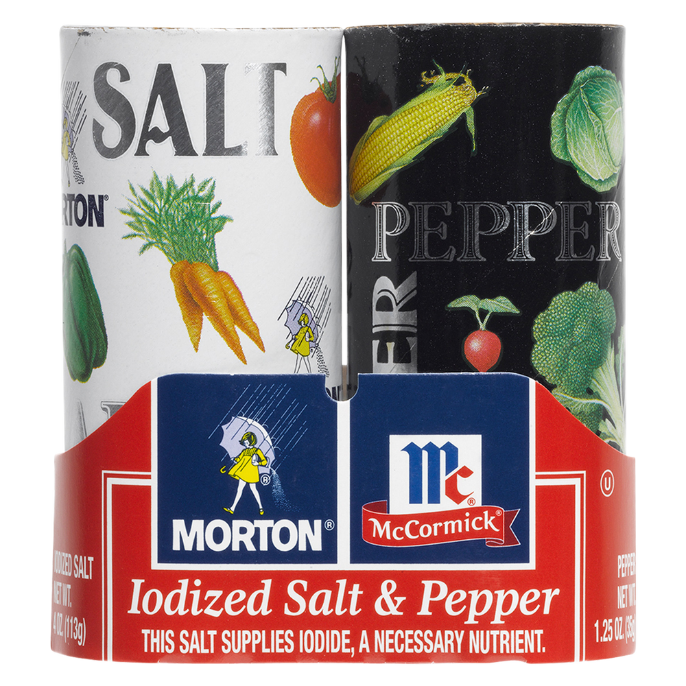 Morton Iodized Salt & McCormick Black Pepper Shakers set 5.25oz ...
