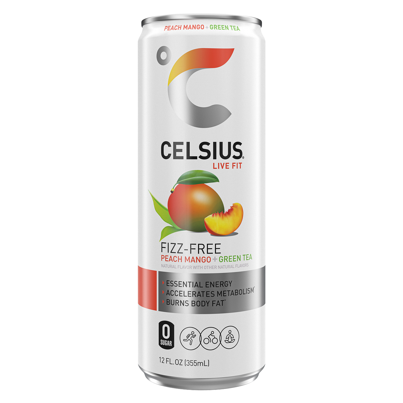 CELSIUS Peach Mango Green Tea Essential Energy Drink 12oz Can ...