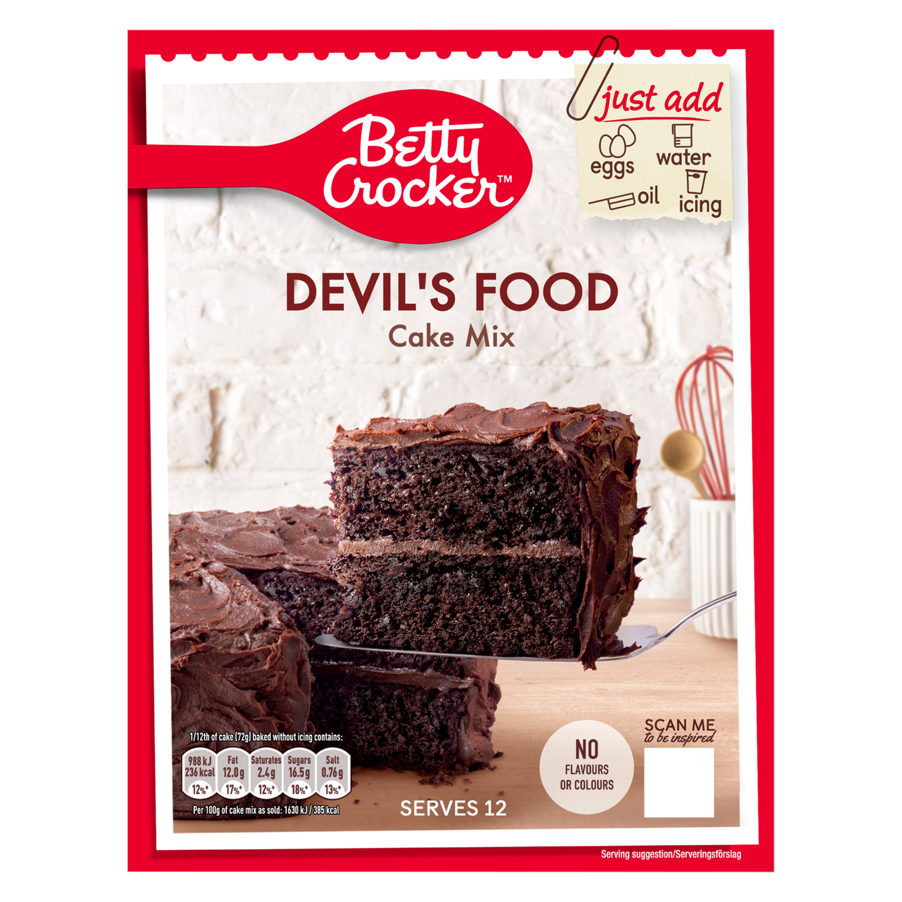 Betty Crocker Devil's Food Cake Mix, 425g : Food Cupboard fast delivery ...