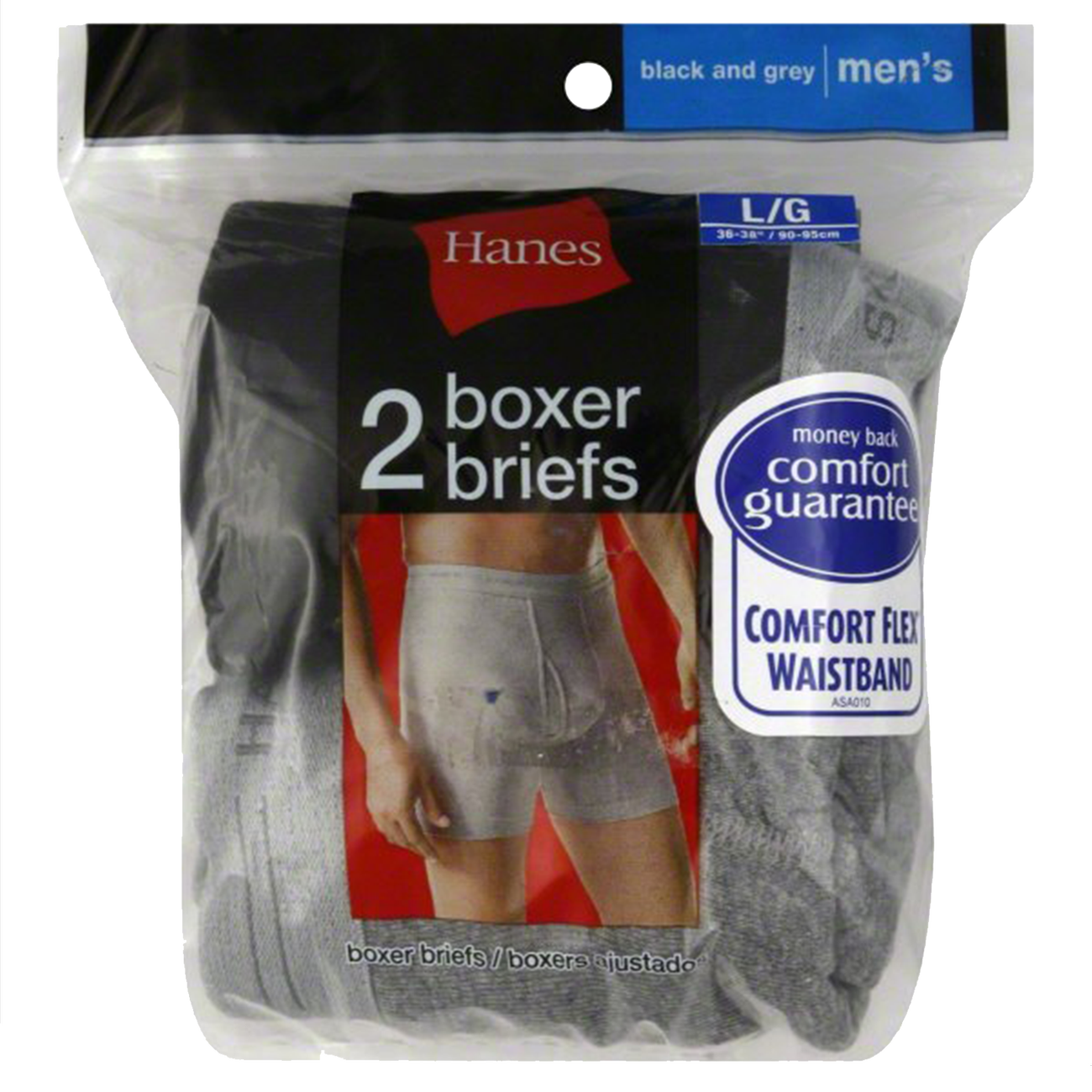 Hanes Men's Red Label Boxer Brief Black/Grey 2pk (Size L) - Delivered ...
