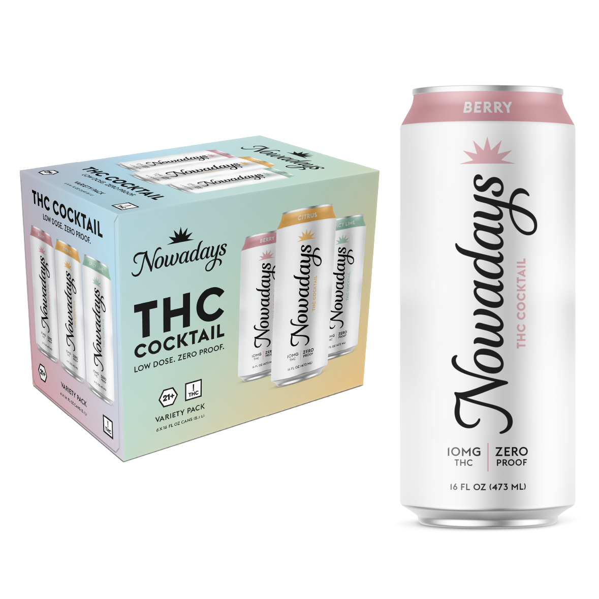 Nowadays Variety Pack 10MG THC Drink 6pk 16oz Cans - Delivered In As ...