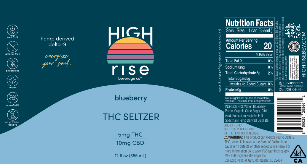 High Rise Blueberry 5mg THC Seltzer 4pk 12oz Can - Delivered In As Fast ...