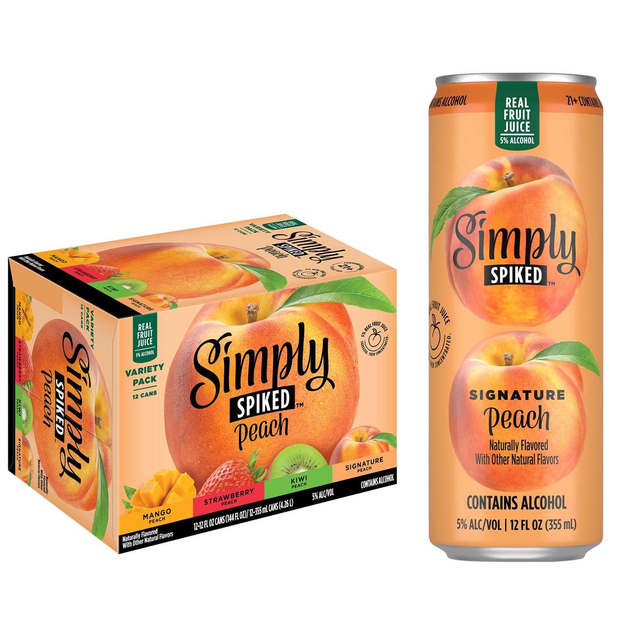 Simply Spiked Peach Variety Pack 12pk 12oz Can 5% ABV - Delivered In As ...