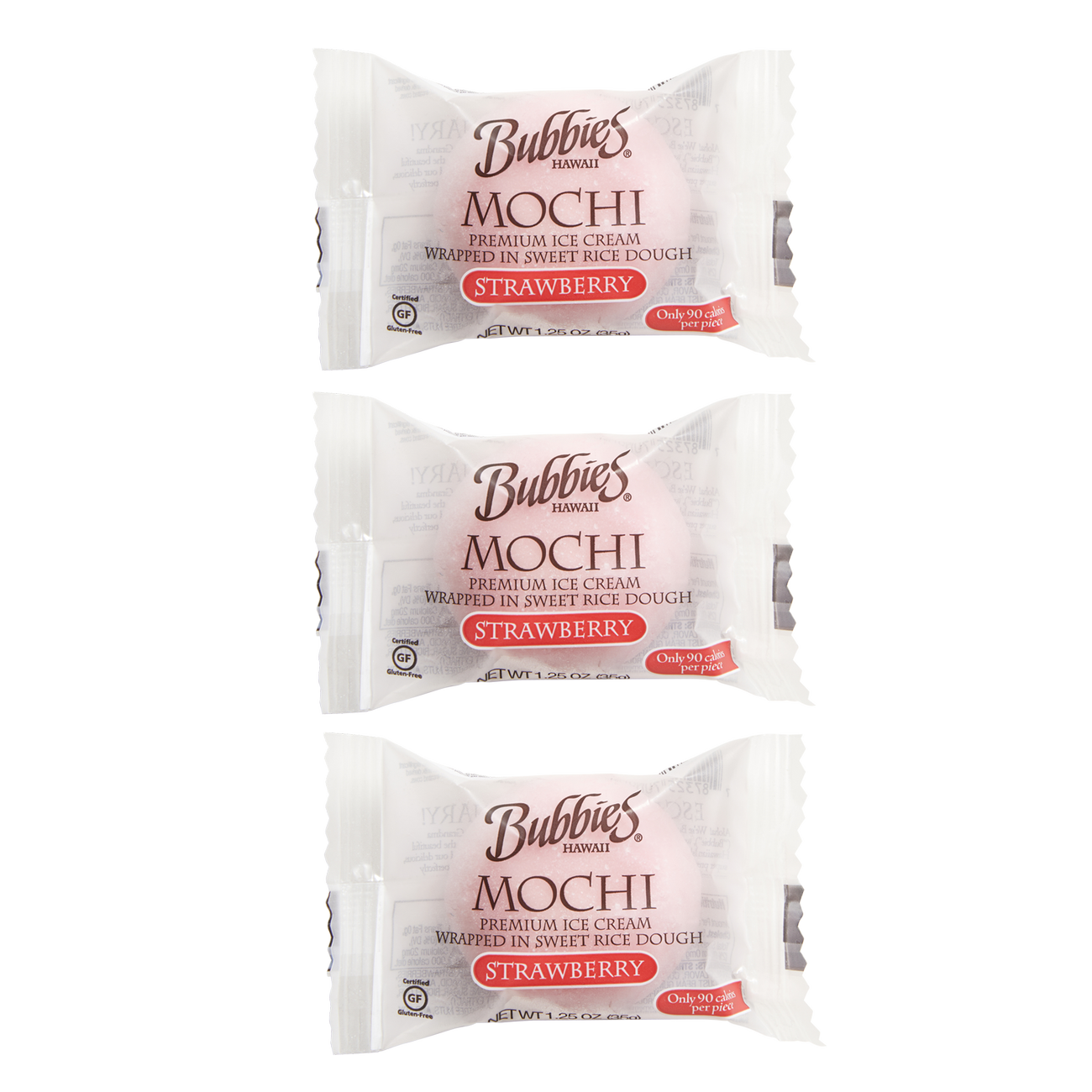 3ct Bubbies Hawaii Strawberry Mochi Ice Cream Individually Wrapped ...
