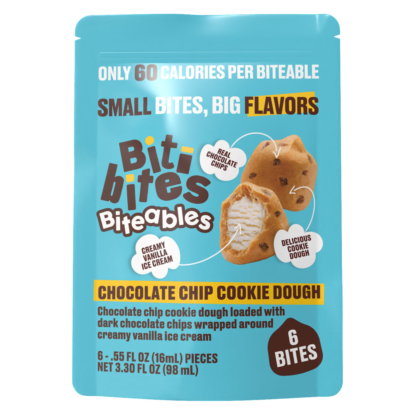 Biti Bites Biteables Chocolate Chip Cookie Dough Frozen Bites, 6ct ...