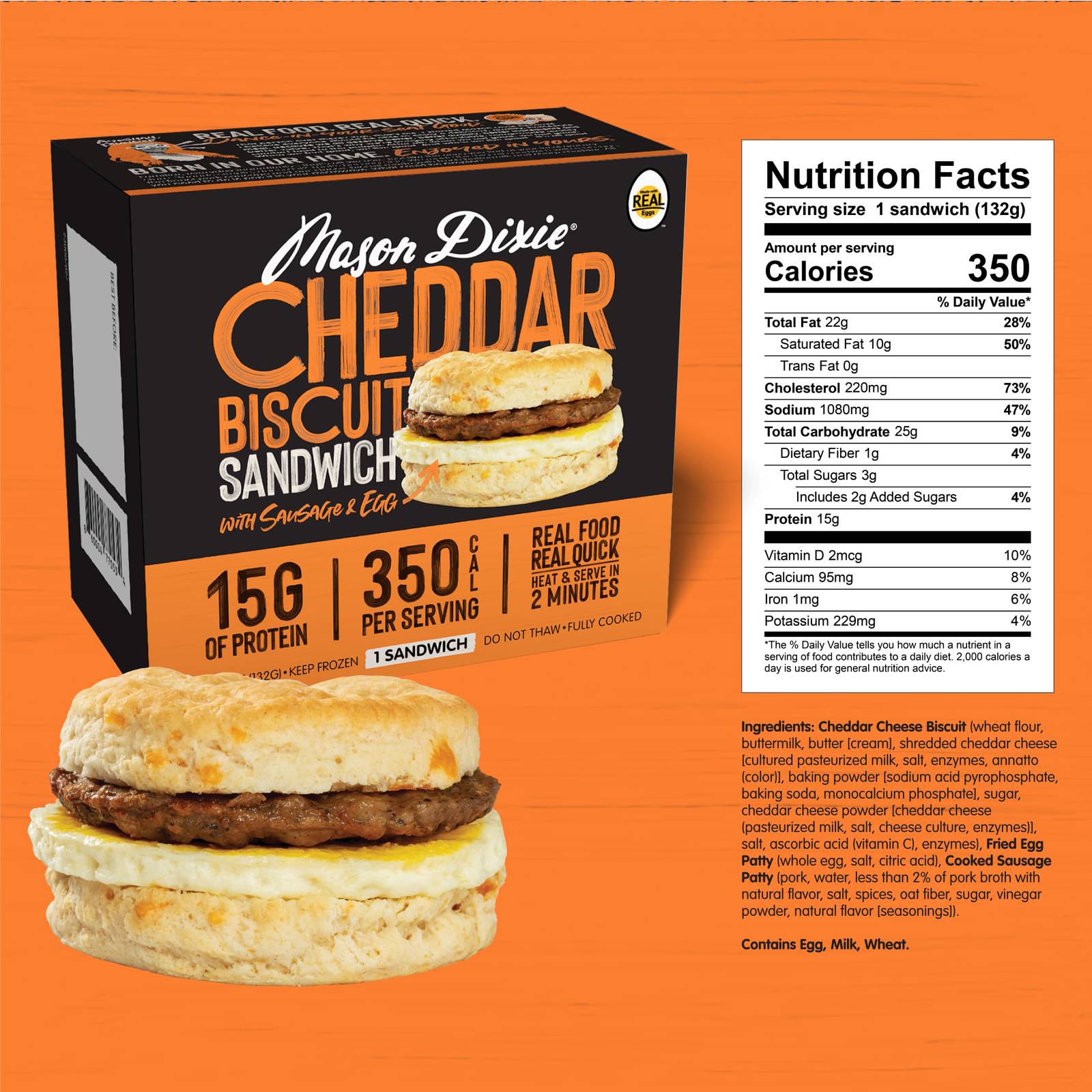 Mason Dixie Foods Single-Serve Cheddar Breakfast Sandwich, 1 ct ...