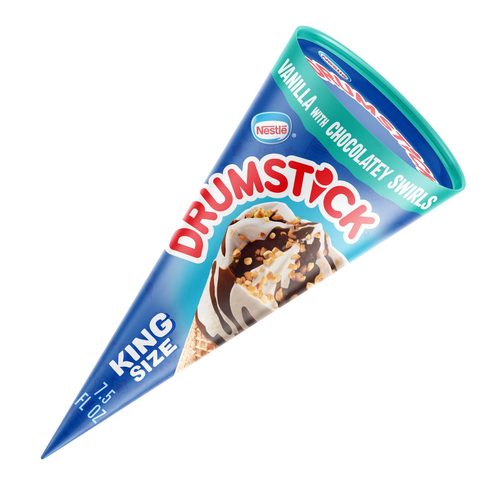 Drumstick King Size Vanilla with Chocolatey Swirls Ice Cream Cone 1ct ...