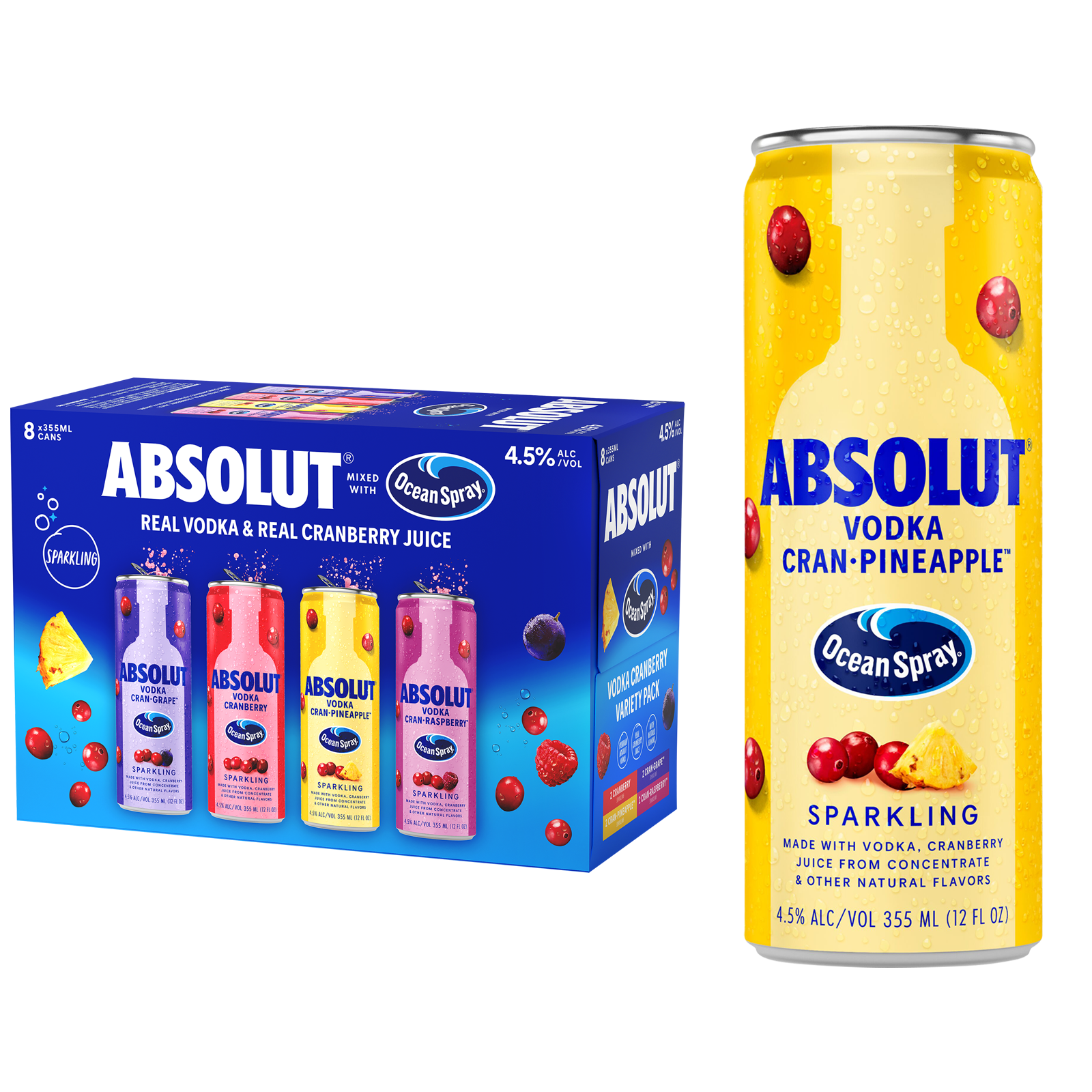 Absolut Ocean Spray Variety 8pk 12oz Cans 4.5% ABV - Delivered In As ...