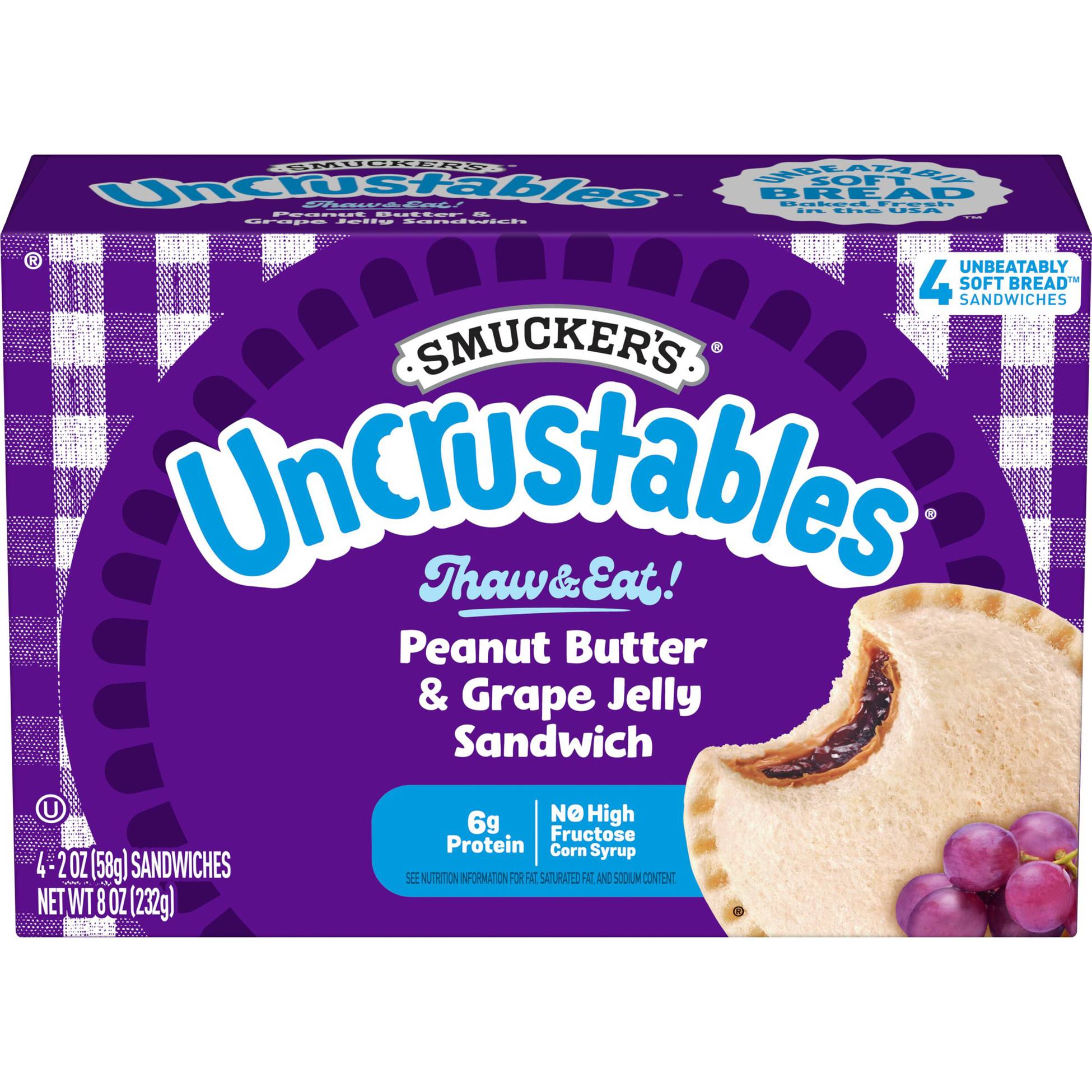 Smucker's Frozen Uncrustables PB & Grape Jelly Sandwich 4ct - Delivered ...