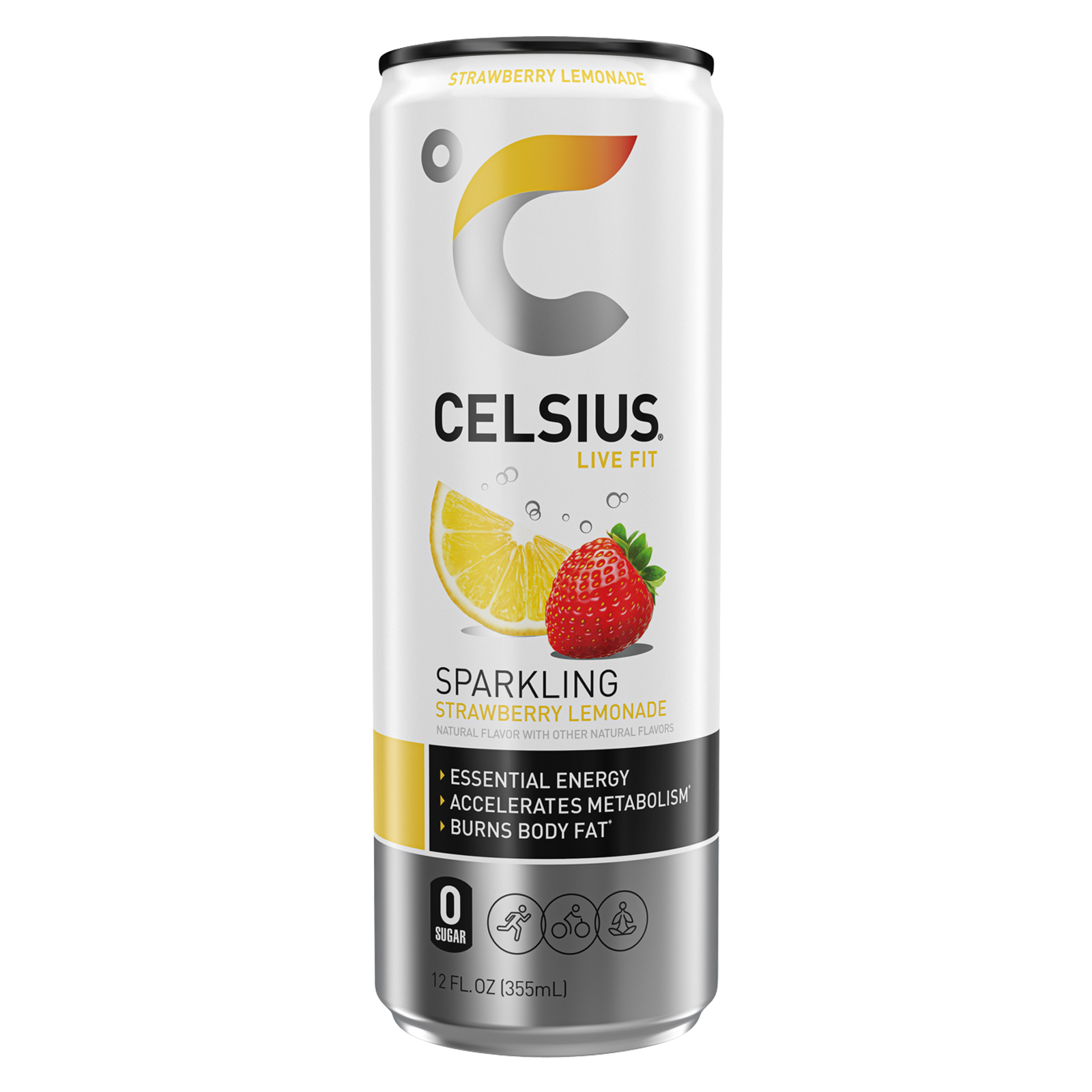 CELSIUS Sparkling Strawberry Lemonade Essential Energy Drink 12oz Can ...