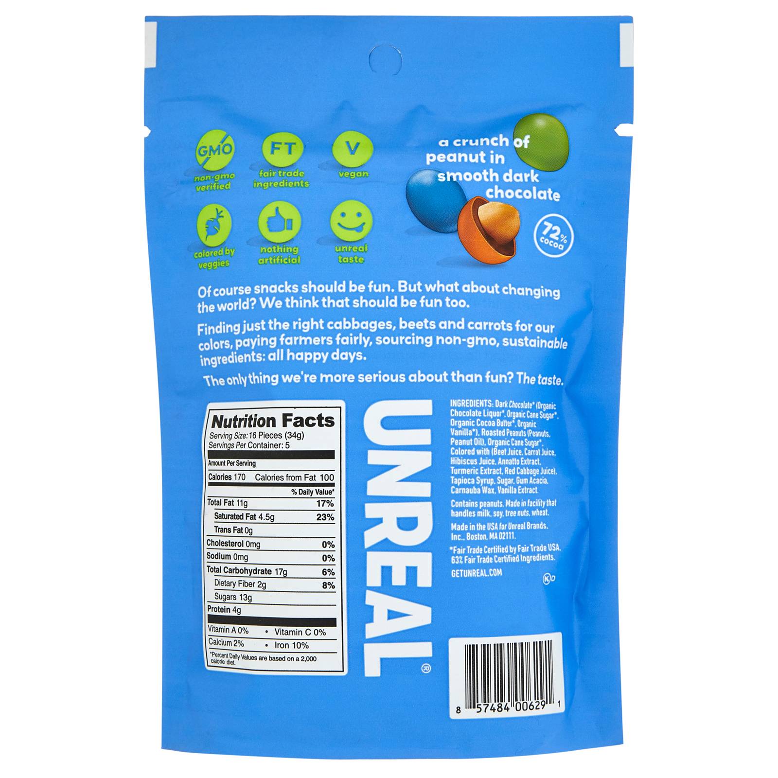 Unreal Dark Chocolate Peanut Gems, 6oz - Delivered In As Fast As 15 ...