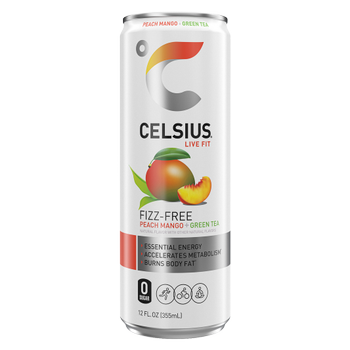 CELSIUS Peach Mango Green Tea Essential Energy Drink 12oz Can ...