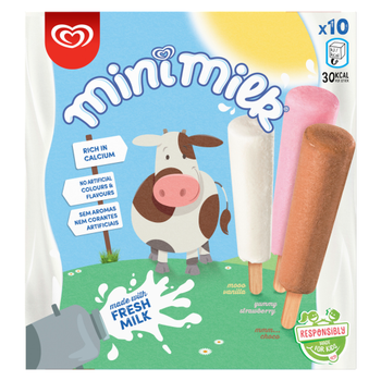 Wall's Mini Milk Ice Cream Lollies, 10 x 35ml : Ice Cream fast delivery ...