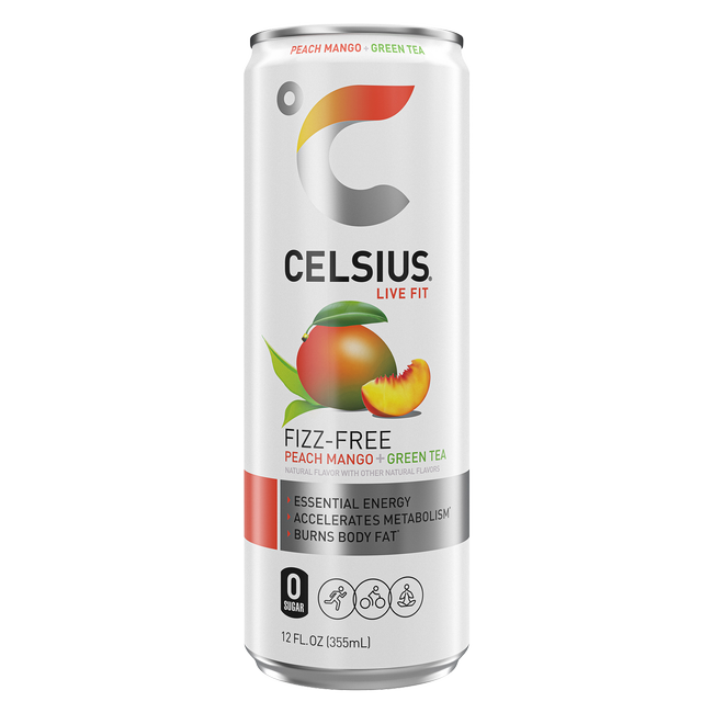 CELSIUS Peach Mango Green Tea Essential Energy Drink 12oz Can ...