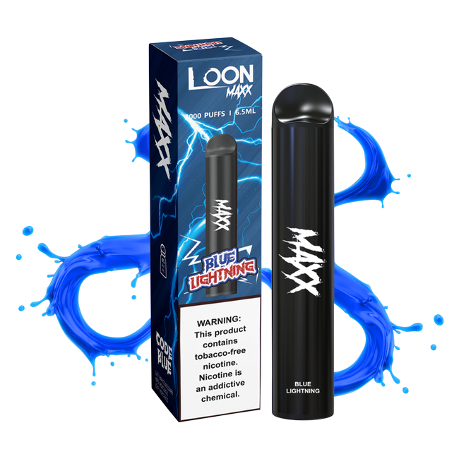 Loon MAXX Blue Lightning Disposable Vape 6.5ml 6% Nicotine 2000 Puffs ...