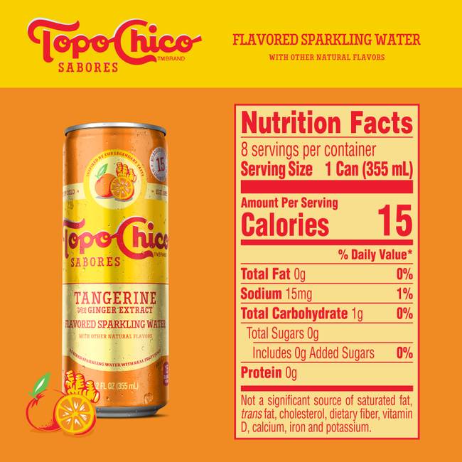 Topo Chico Sabores Tangerine with Ginger Extract Flavored Sparkling Water 8pk 12oz Can ...
