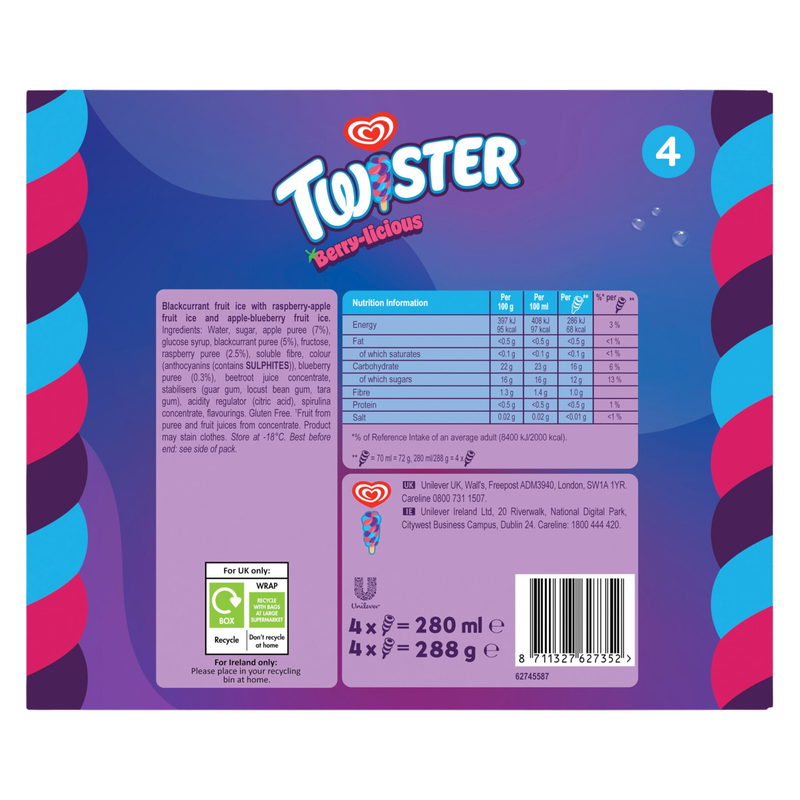 Twister Berry-Licious Ice Lollies, 4 x 70ml : Ice Cream fast delivery ...