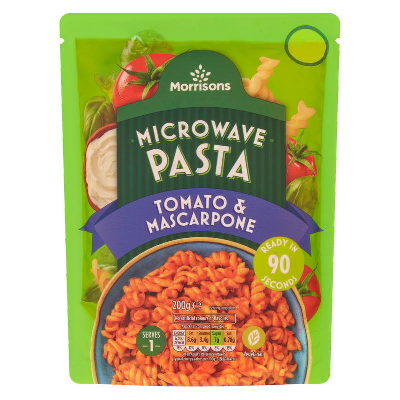 Morrisons Tomato & Mascarpone Microwave Pasta, 200g : Food Cupboard ...