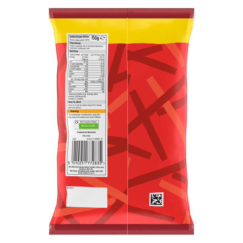 Morrisons Salted Potato Sticks, 150g : Snacks fast delivery by App or ...