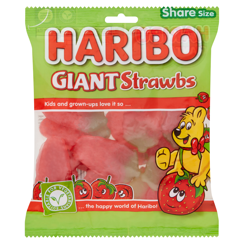 Haribo Giant Strawberries, 175g : Snacks fast delivery by App or Online