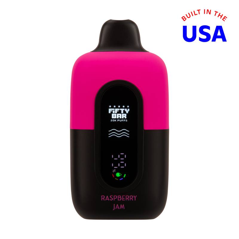 Raspberry Jam Fifty Bar 20K Disposable Vape - Delivered In As Fast As ...
