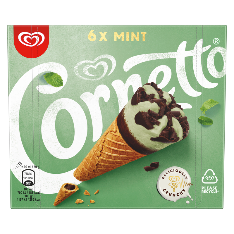 Cornetto Mint Cone, 6 x 90ml : Ice Cream fast delivery by App or Online