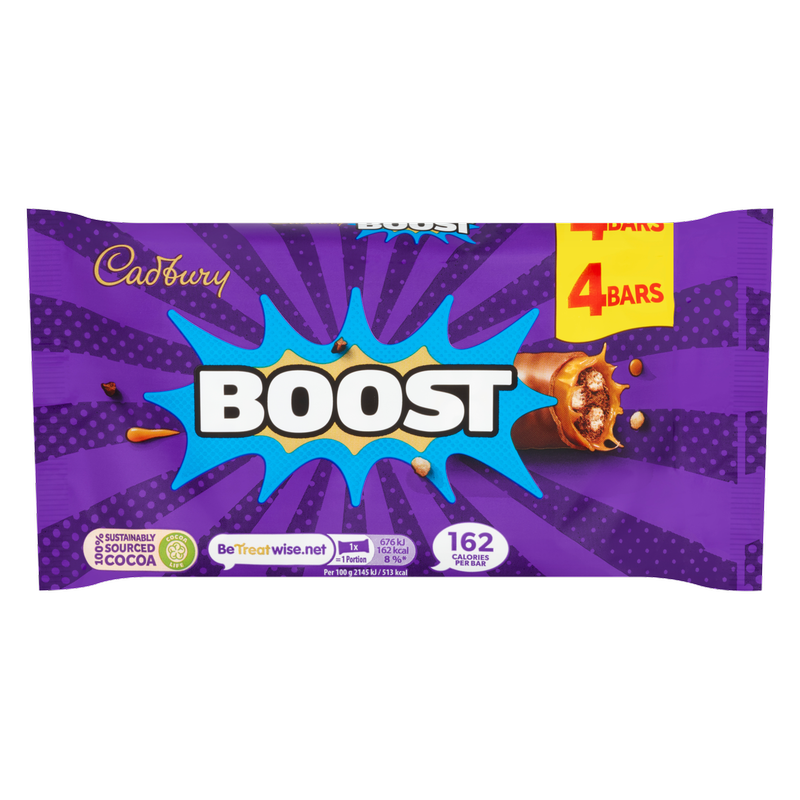 Cadbury Boost Bars, 4 x 31.5g : Snacks fast delivery by App or Online