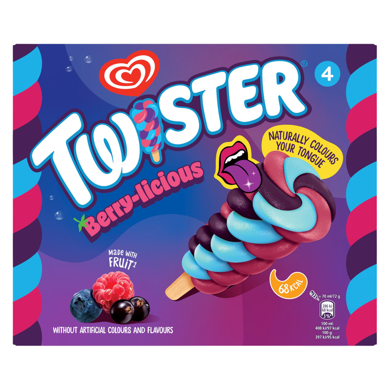 Twister Berry-Licious Ice Lollies, 4 x 70ml : Ice Cream fast delivery ...