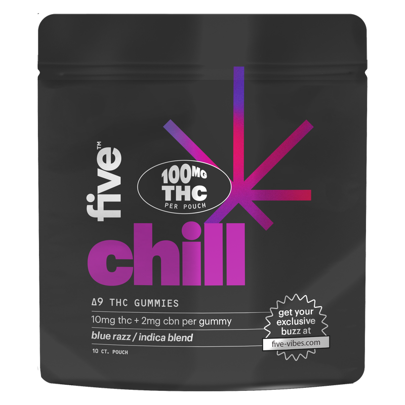 Five High Potency Chill Gummies, Blue Razz, Indica, 10mg THC, 10ct ...