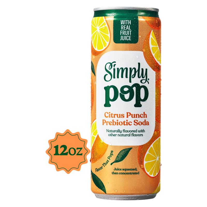 Simply Pop Citrus Punch Prebiotic Soda 12oz Can - Delivered In As Fast ...