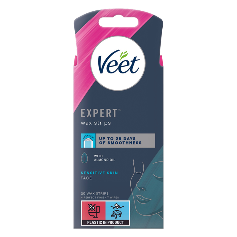 Veet Expert Wax Strips Face Sensitive, 20pcs : Bath & Beauty fast ...
