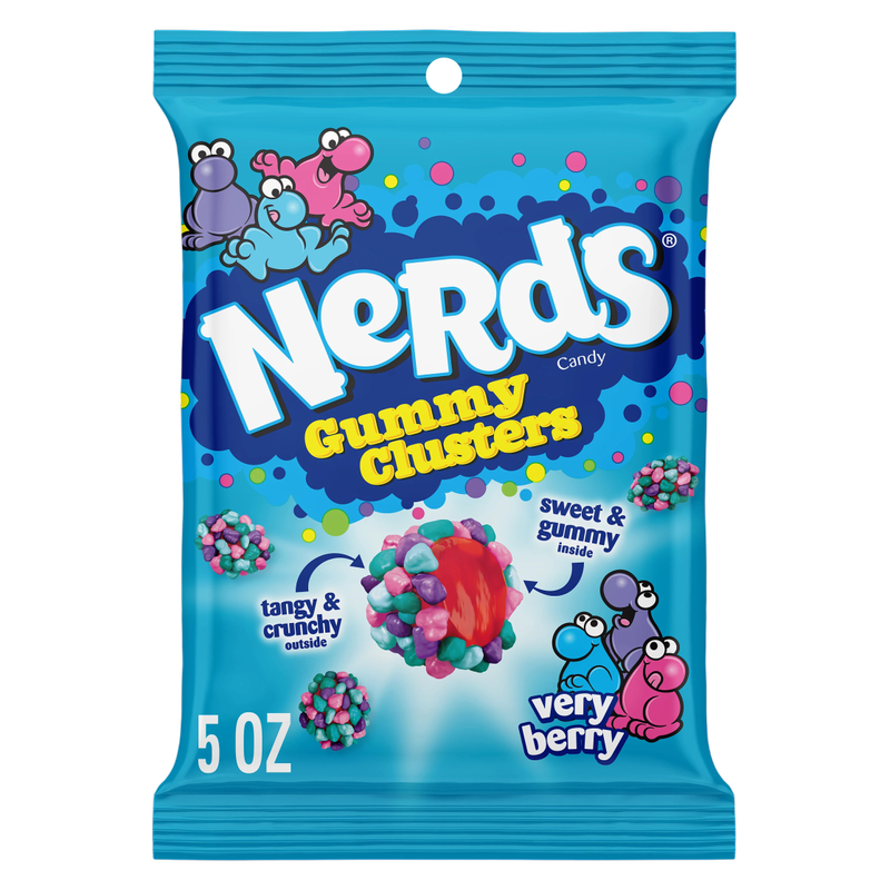 NERDS Gummy Clusters, Candy, Very Berry, Crunchy and Gummy, 5 oz ...