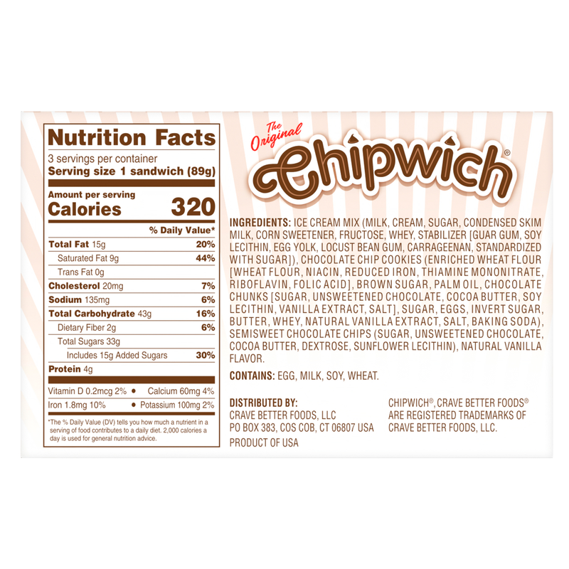 Chipwich Original Vanilla Chocolate Chip 3ct - Delivered In As Fast As ...