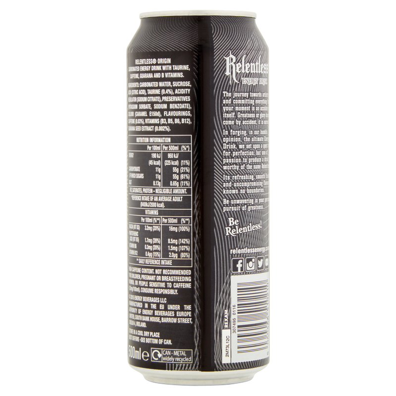 Relentless Origin Energy, 500ml : Drinks fast delivery by App or Online
