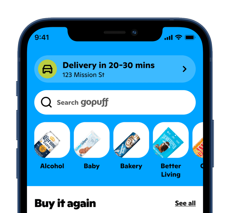Gopuff | Alcohol & Food Delivery | In As Fast As 15 Minutes